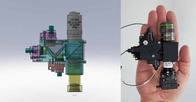 Compact and High Performance Fluorescence Microscopy