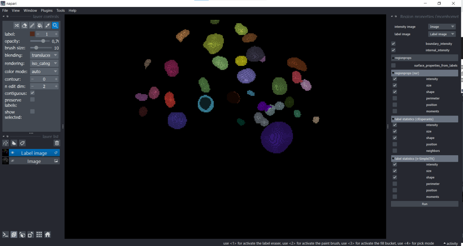 Feature extraction in napari - FocalPlane